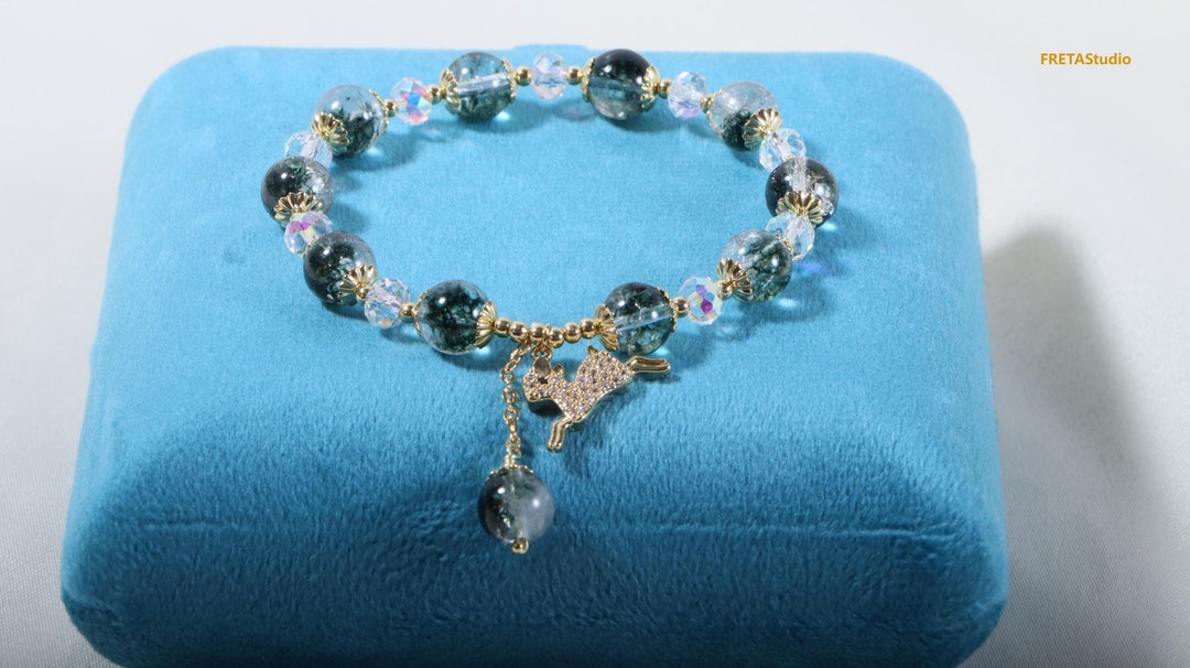 Forest Deer Charm Bracelet Green Forest Crystal Bead Bracelet Bracelet ...