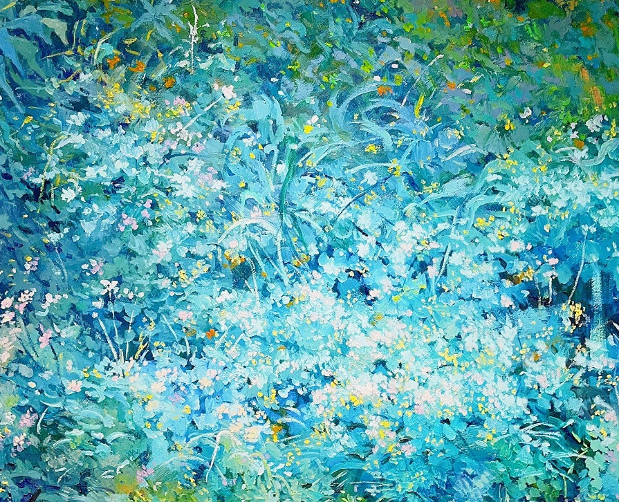 Teal Landscape Oil Painting on Canvas Living Room Wall Decor - Etsy