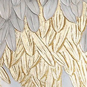 Large Abstract Feather Oil Painting on Canvas, Original Gold Painting ...