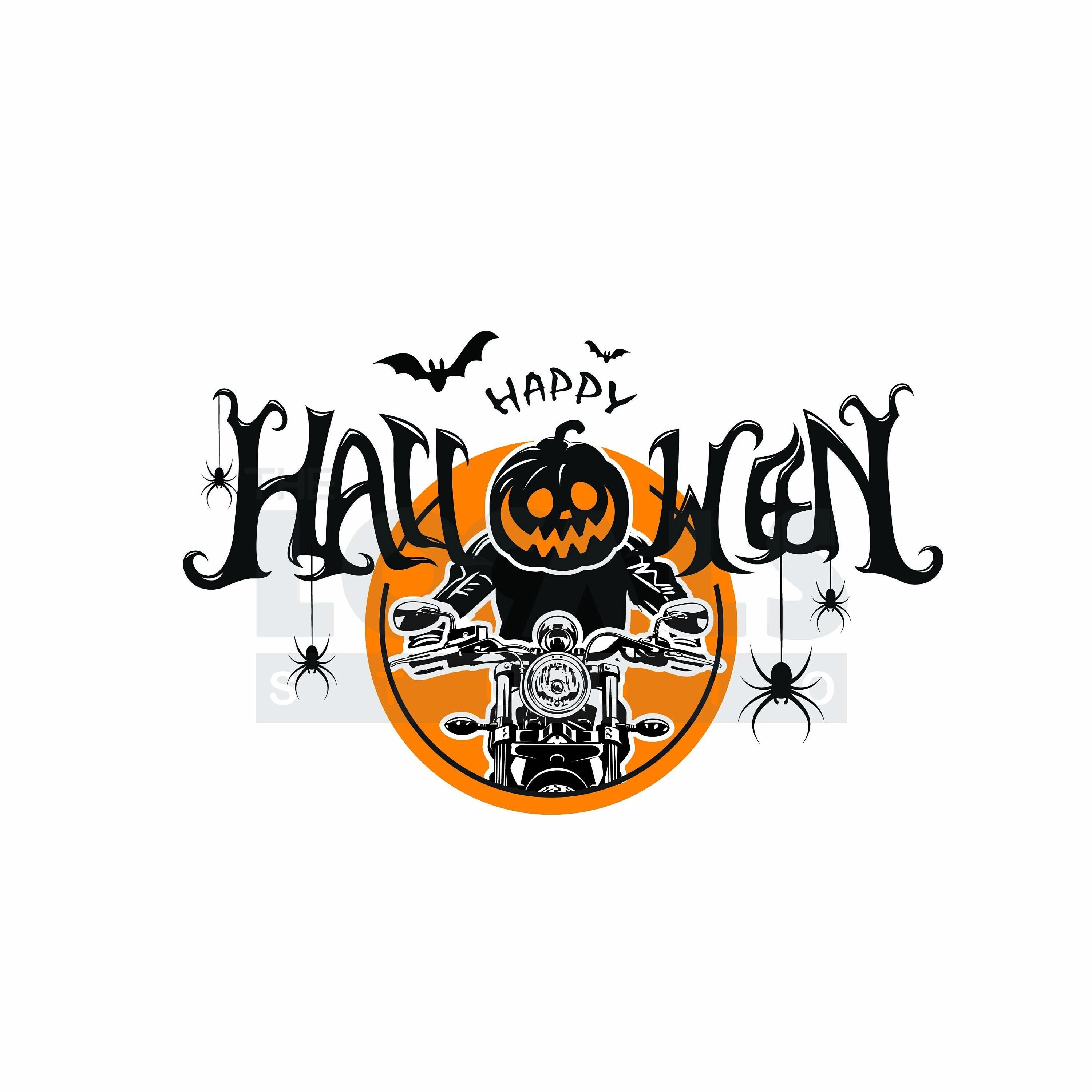Halloween Motorcycle PNG, Happy Halloween, Pumpkin Head on Bike, Biker ...