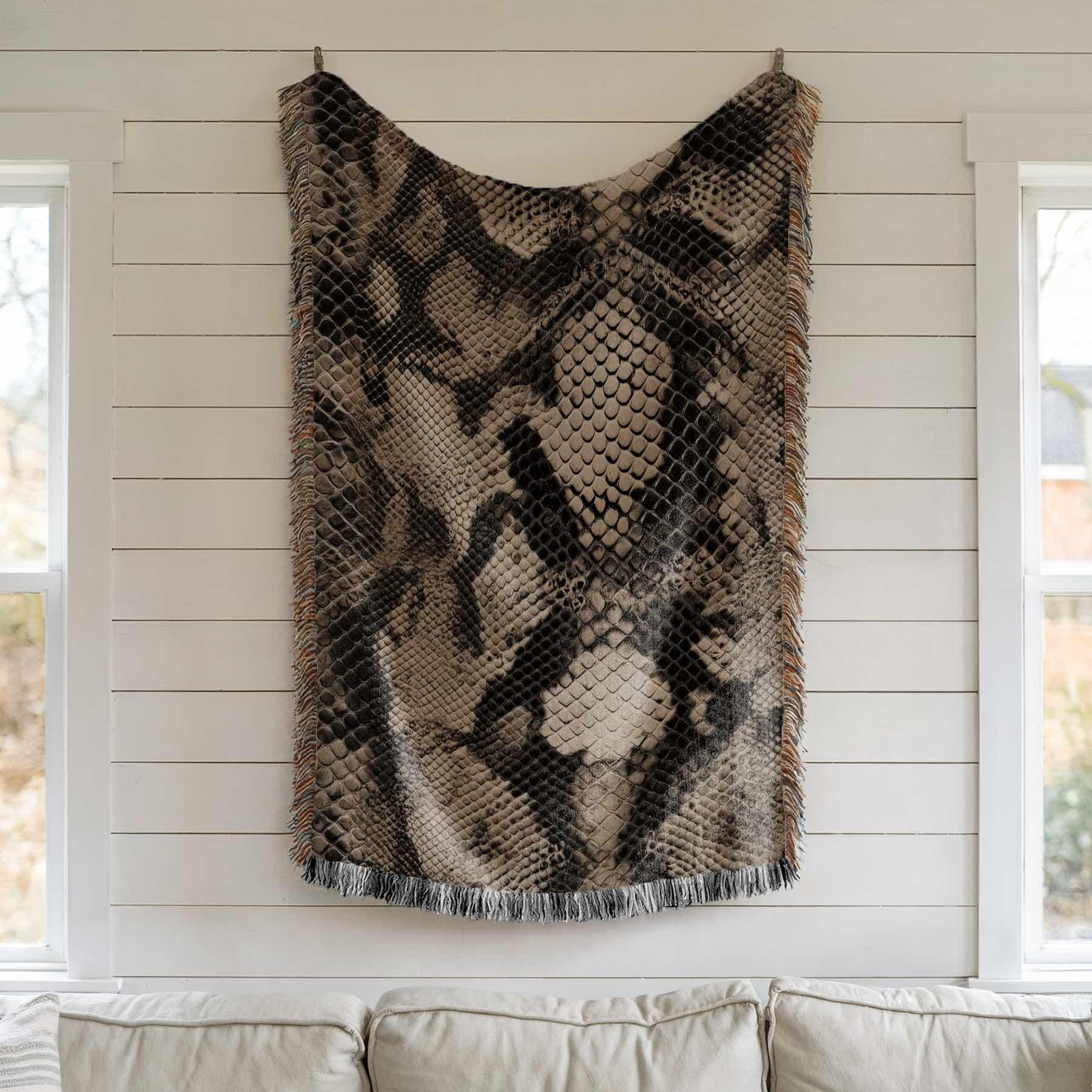 Animal Print Throw Snake Woven Blanket Maximalist Tapestry Eclectic ...