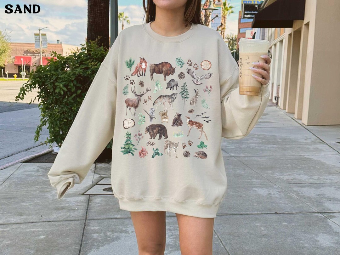 Forest Animal Shirt Cottagecore Sweater Nature Sweatshirt Woodland ...