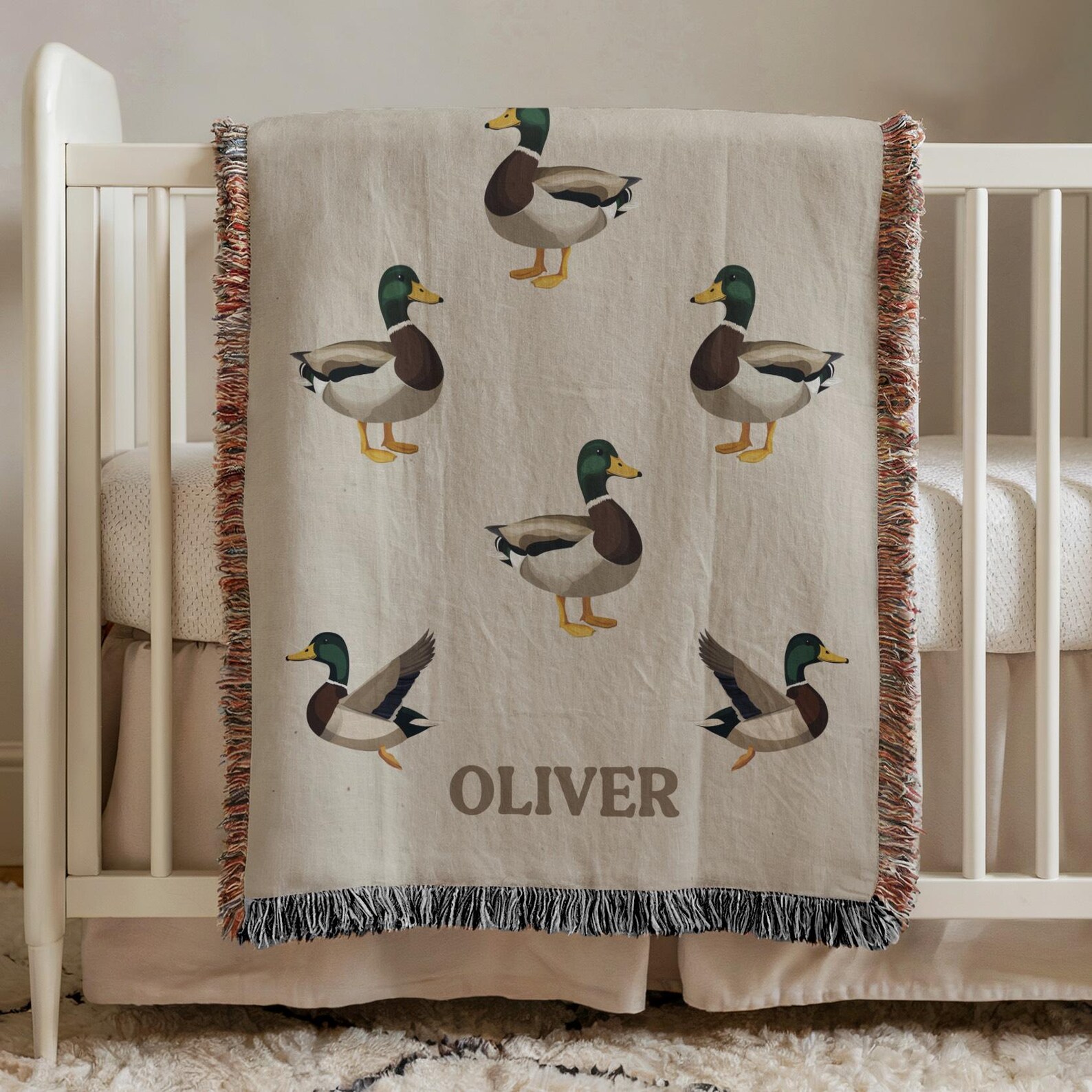 Personalized Mallard Duck Baby Blanket Custom Name Mallard Duck Baby ...