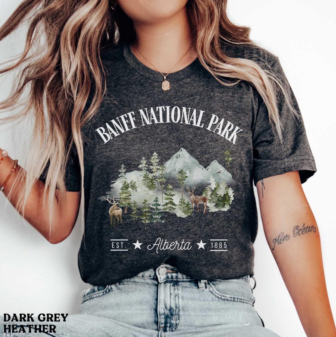 Banff National Park Shirt Alberta AB Canada Tee Retro Mountain Lake ...