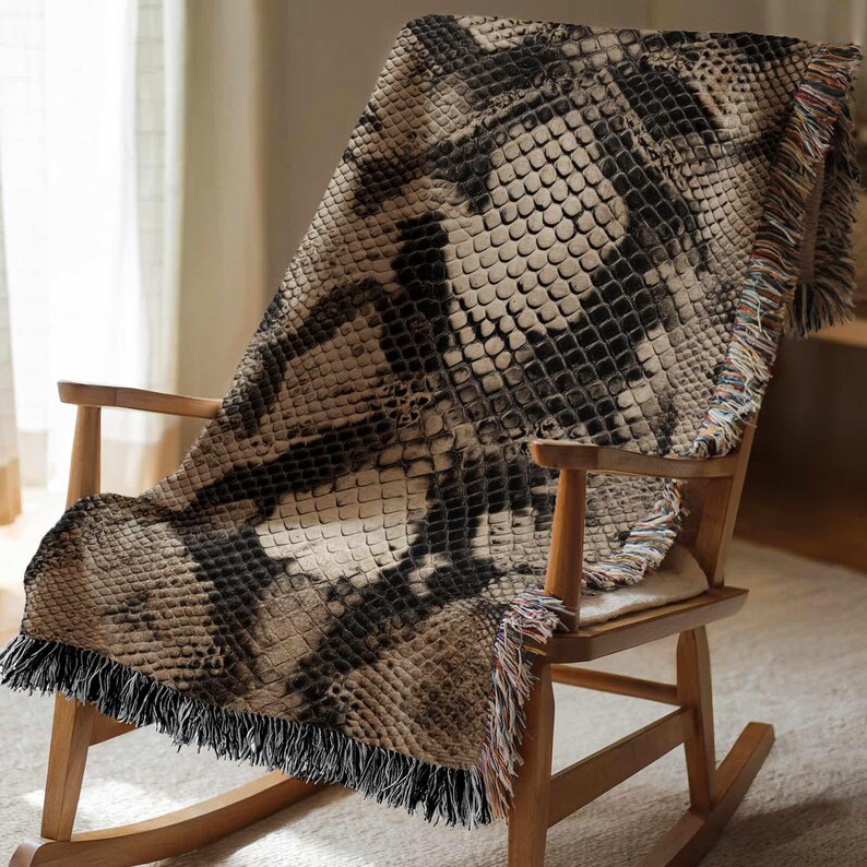 Animal Print Throw Snake Woven Blanket Maximalist Tapestry Eclectic ...