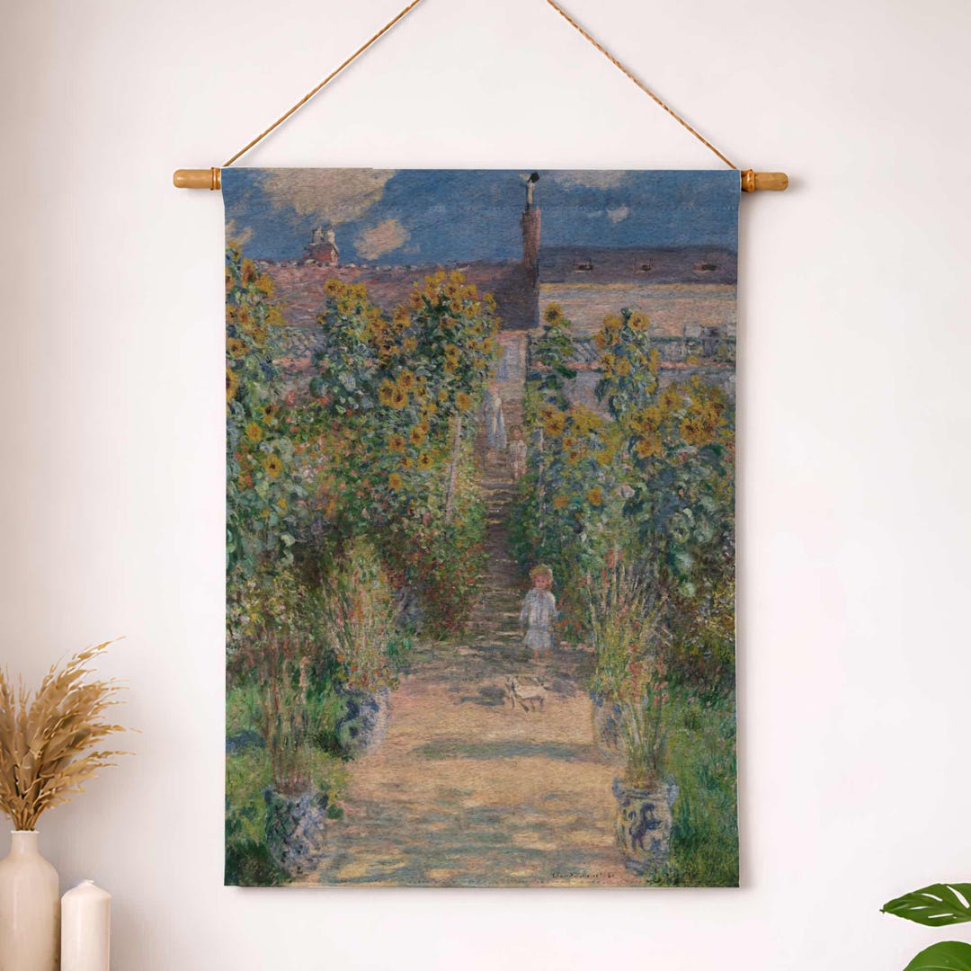 Claude Monet Tapestry, Artist Garden Vetheuil, Woven Hanging Wall Art ...