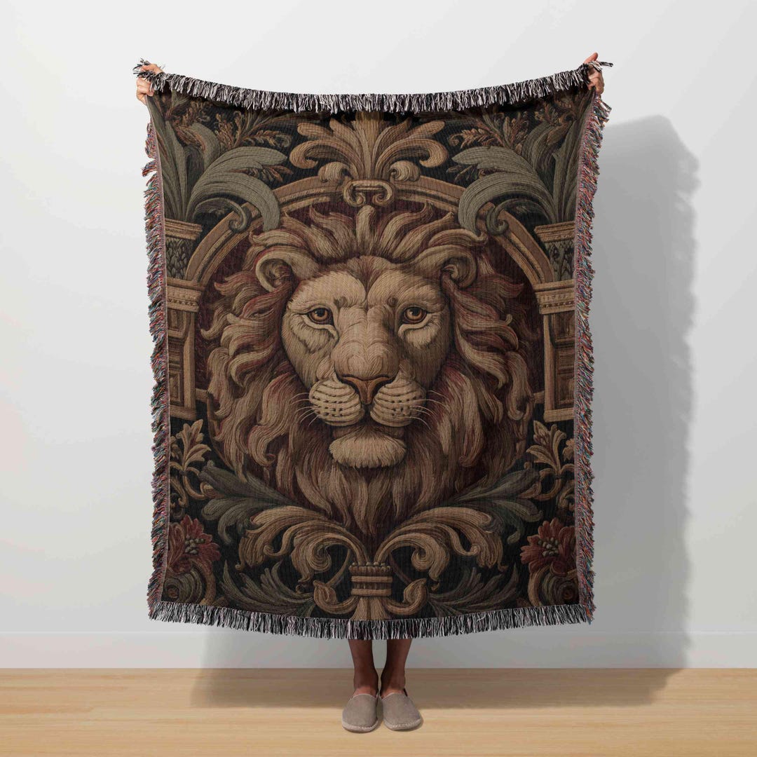Medieval Regal Lion Tapestry Griffin Woven Blanket Heraldic Home Decor ...