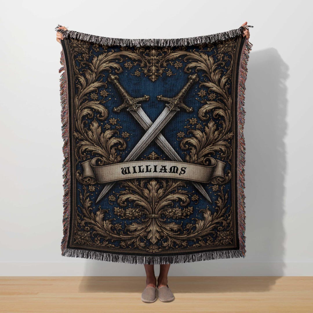 Personalized Medieval Blanket, Custom Family Woven Tapestry, DND Gamer ...