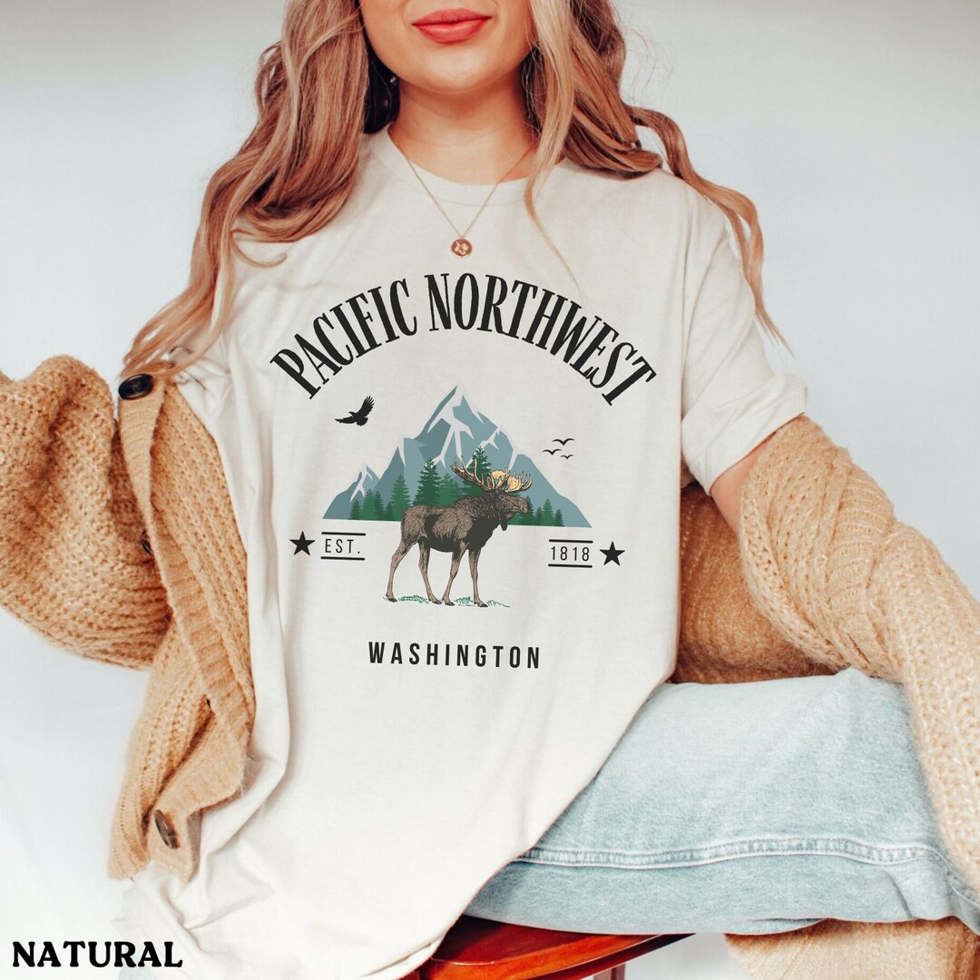 Pacific Northwest Washington Shirt PNW WA State Crewneck Mountain ...