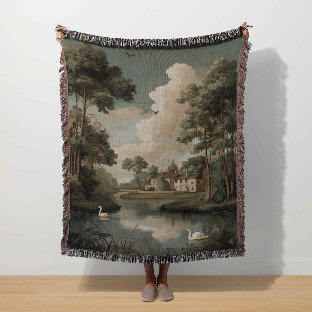 European Tapestry English Countryside French Verdure Swan Tapestry ...