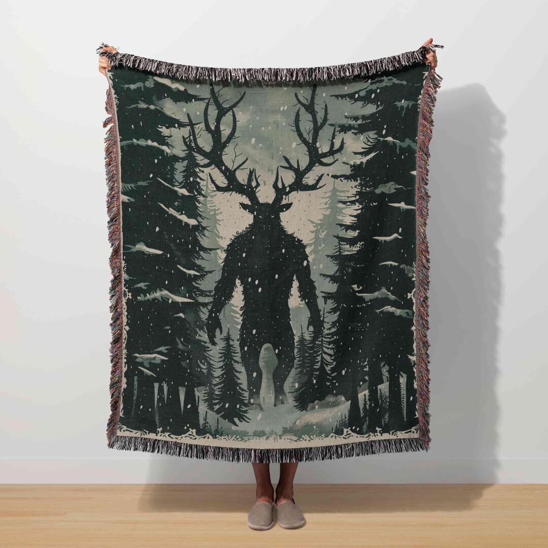 Wendigo Blanket, Cryptid Tapestry, Gothic Mythical Creature, Spooky ...