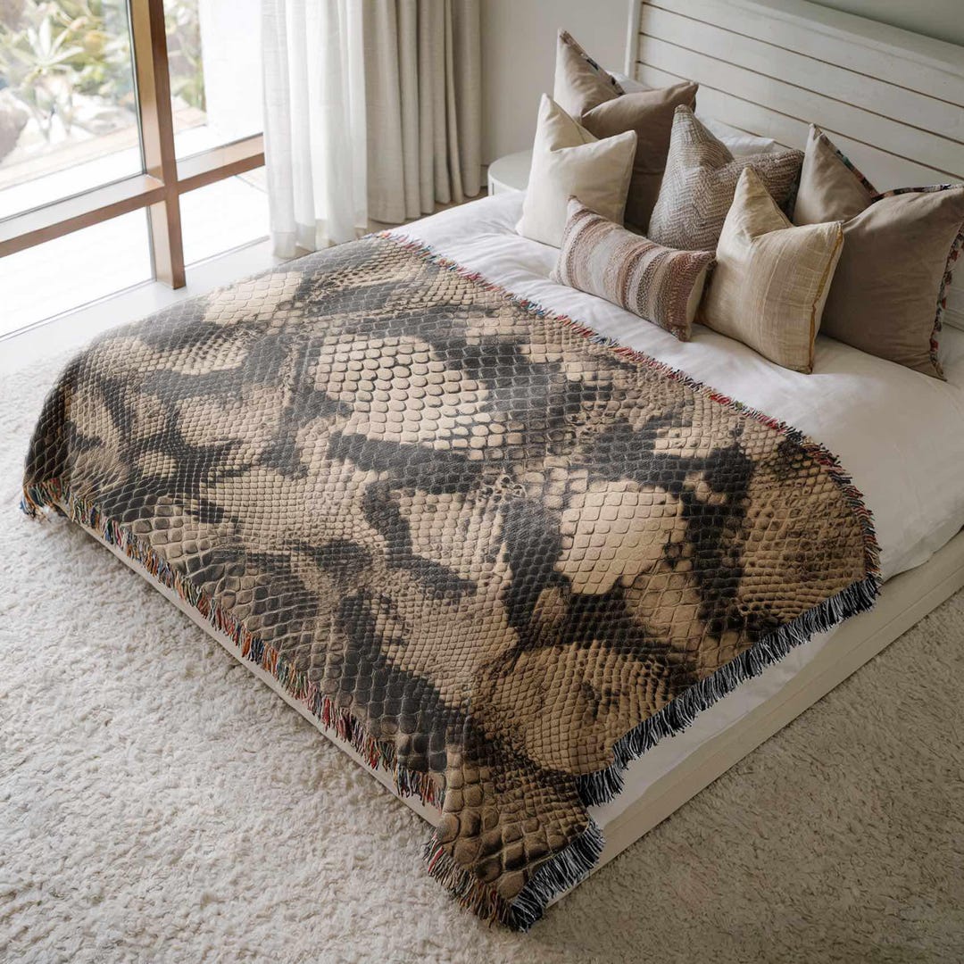 Animal Print Throw Snake Woven Blanket Maximalist Tapestry Eclectic ...