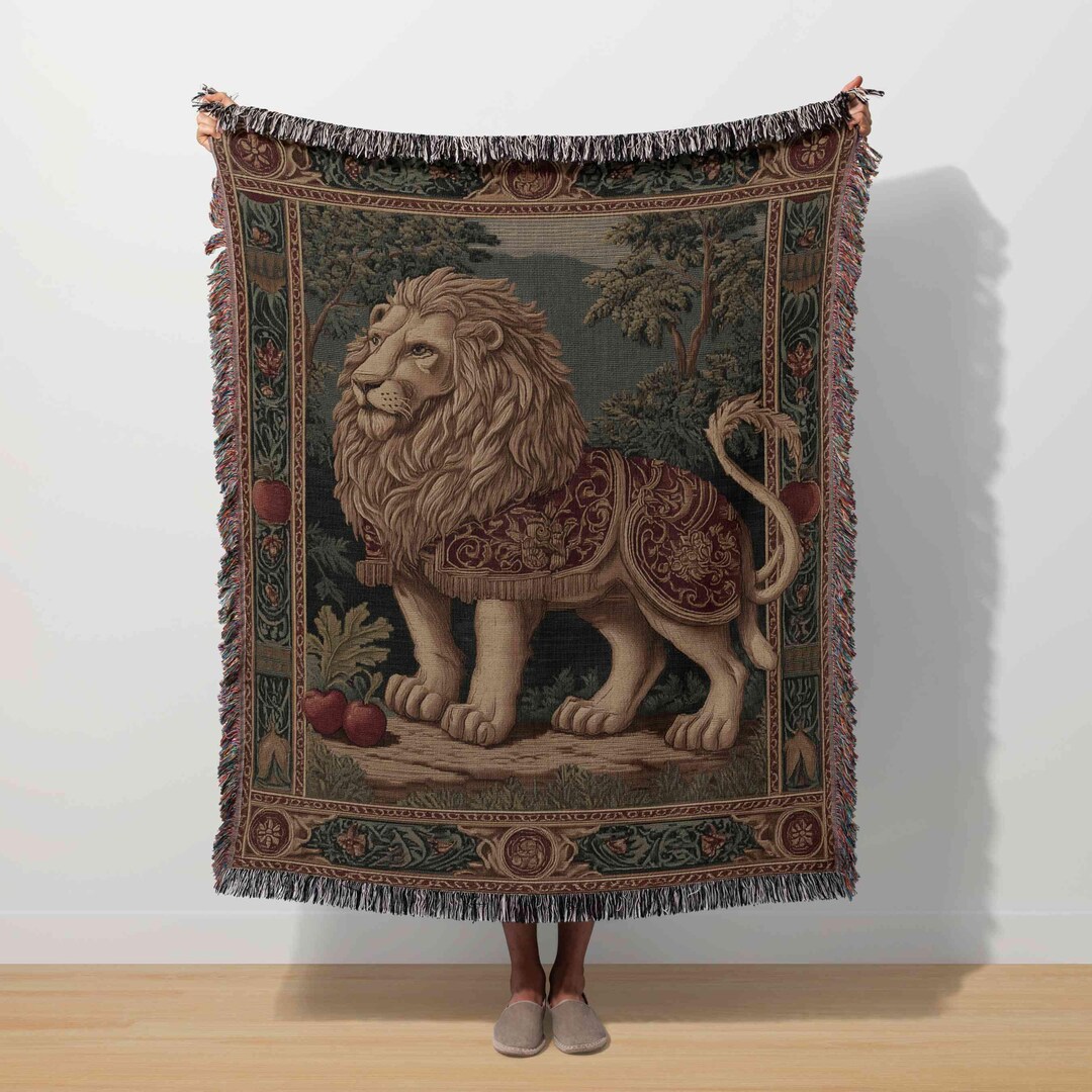 Medieval Regal Lion Tapestry Griffin Woven Blanket Heraldic Home Decor ...