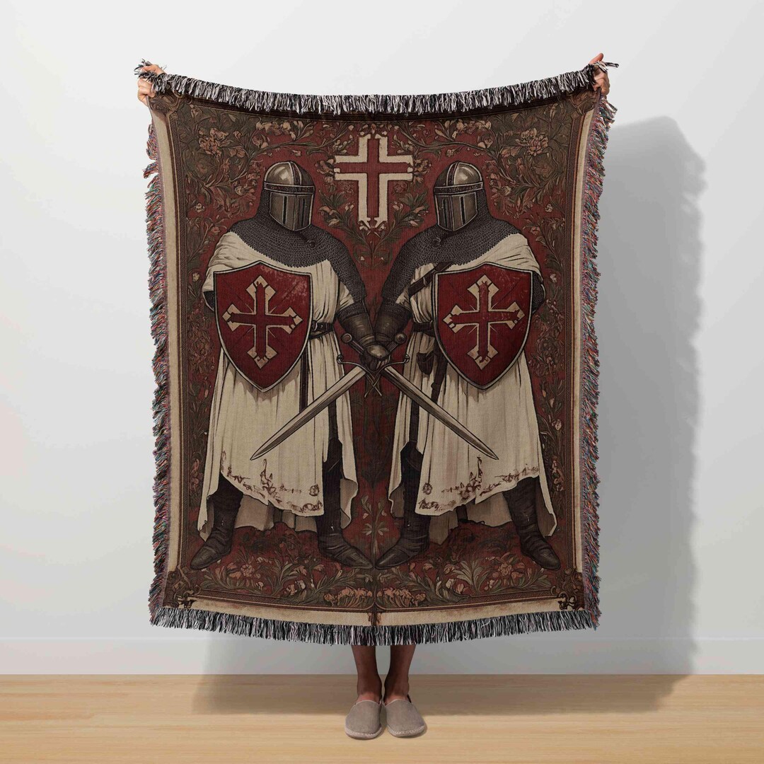 Medieval Knight, Woven Blanket, Christian Knight Throw, Historic ...
