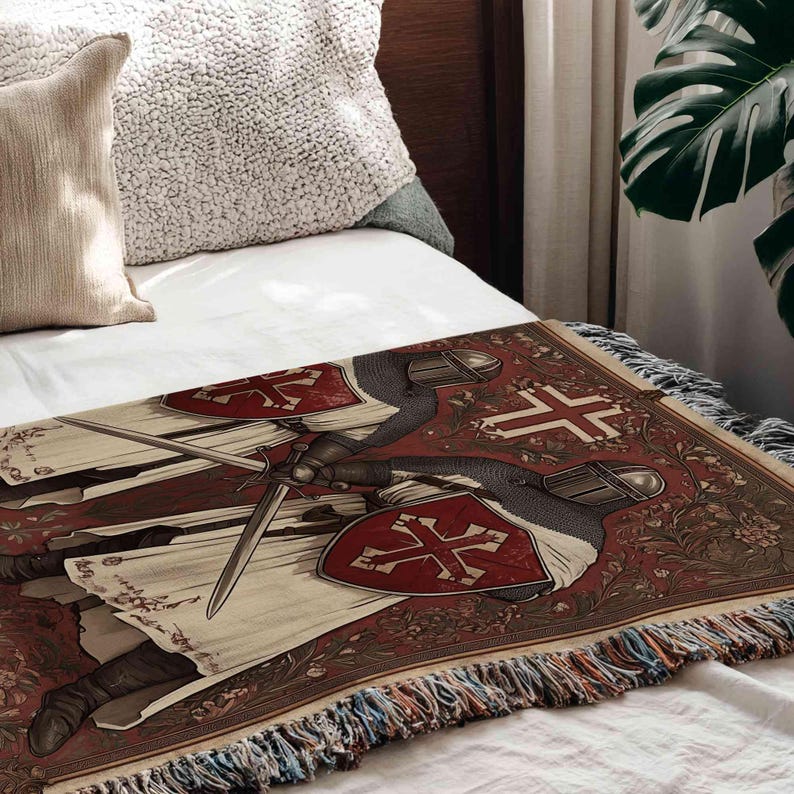 Medieval Knight, Woven Blanket, Christian Knight Throw, Historic ...