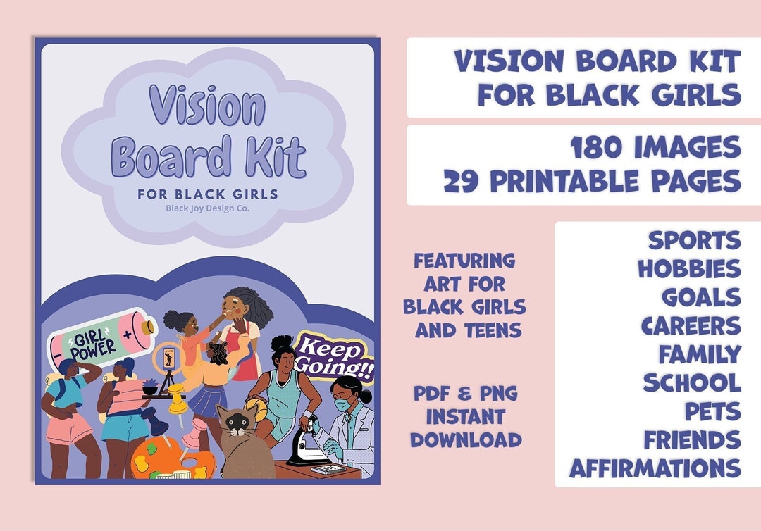 Vision Board Kit for Black Girls Instant Download Black - Etsy