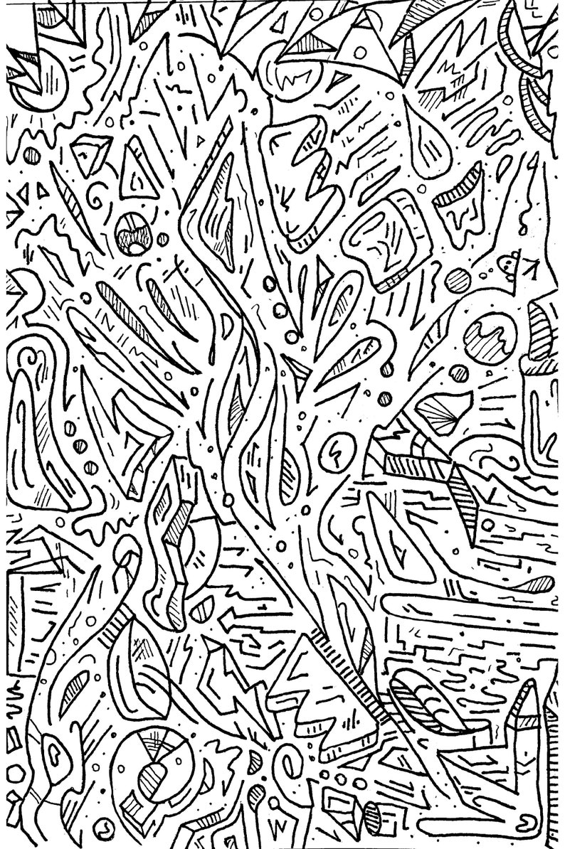 Custom Abstract Doodle Coloring Book Pages / Posters / Wall Decor ...