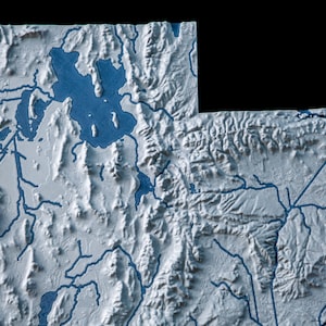 Utah 3D Map - Topographic State Map With Rivers and Lakes - With Stand ...