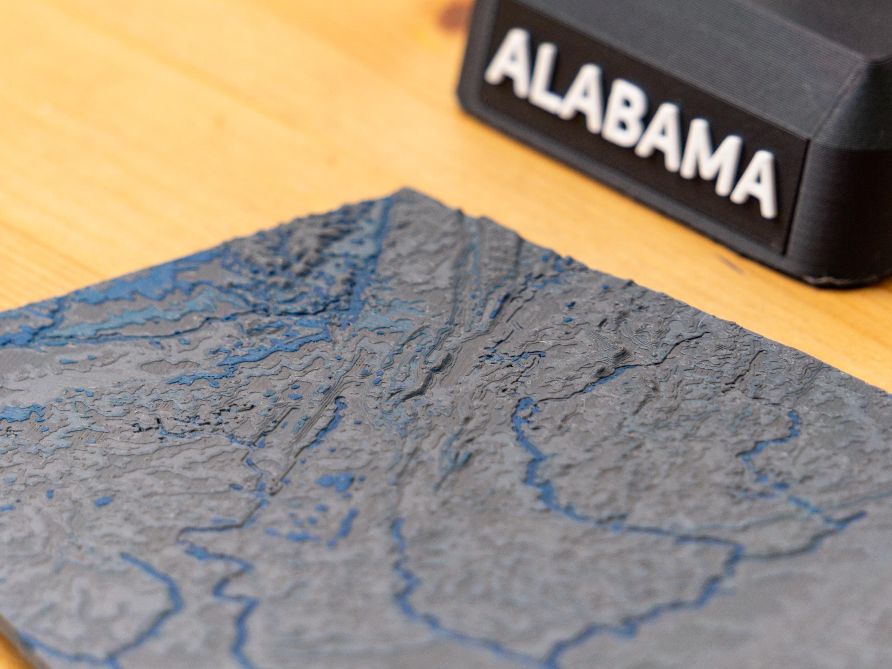 Alabama 3D Map - Topographic State Map With Rivers and Lakes - With ...
