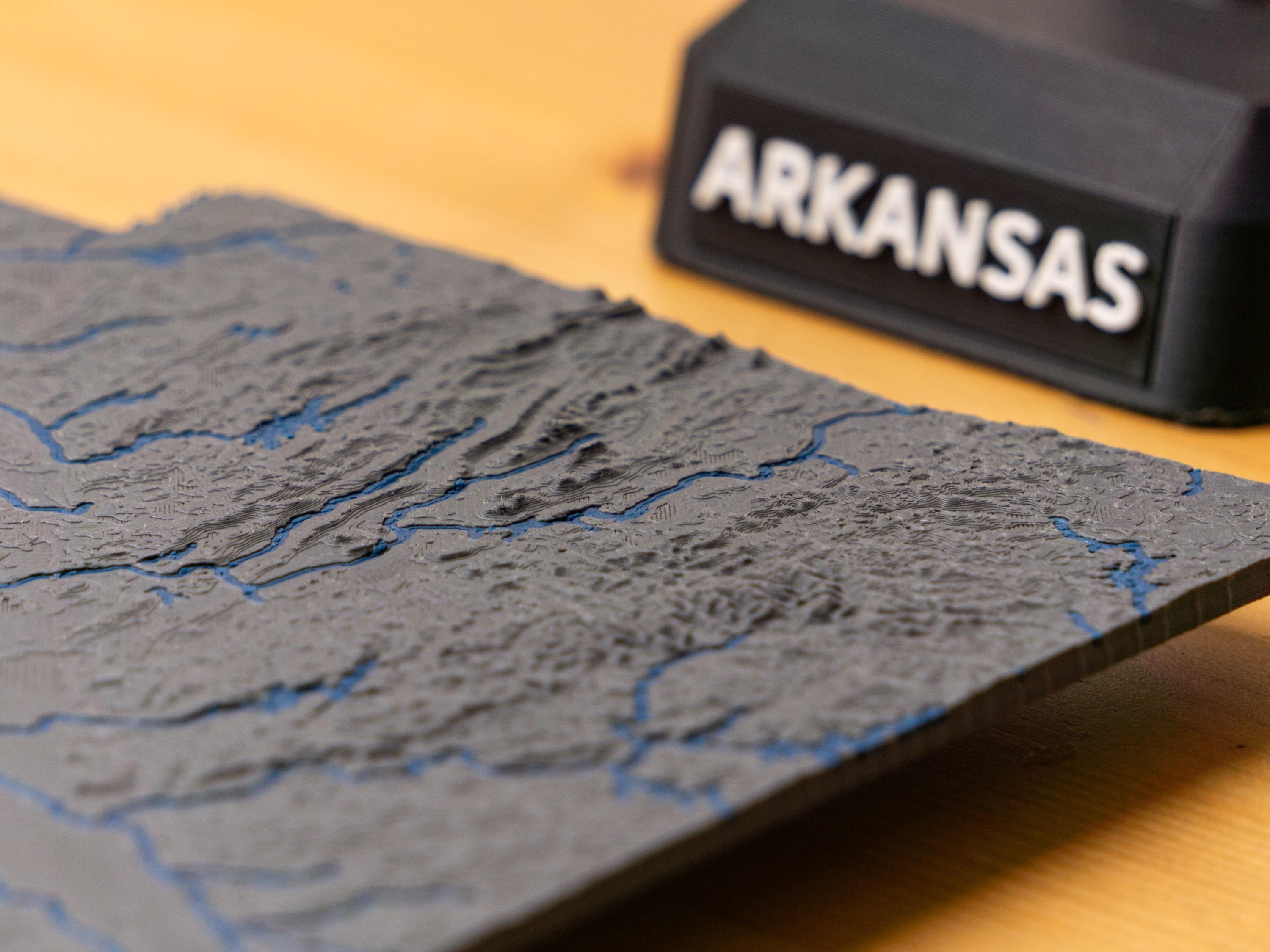Arkansas 3D Map - Topographic State Map With Rivers and Lakes - With ...