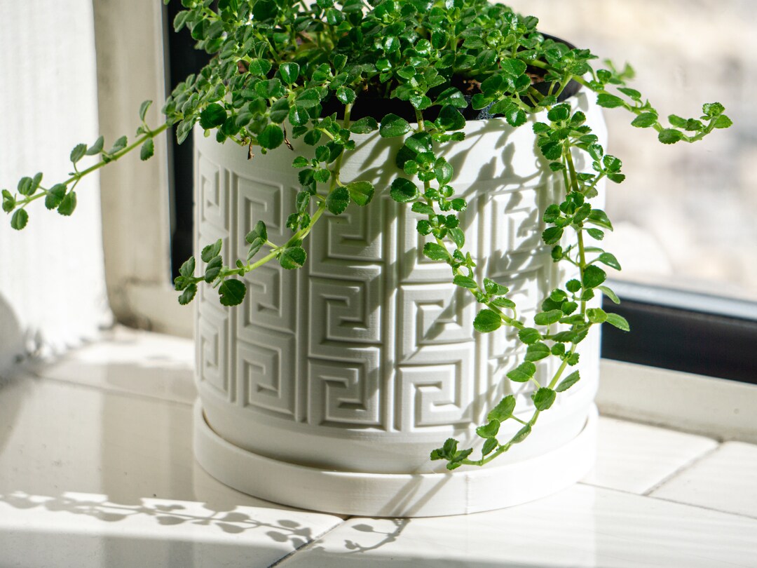 Aztec Pattern Debossed Planter Pot, Multiple Sizes, With Drainage Holes ...