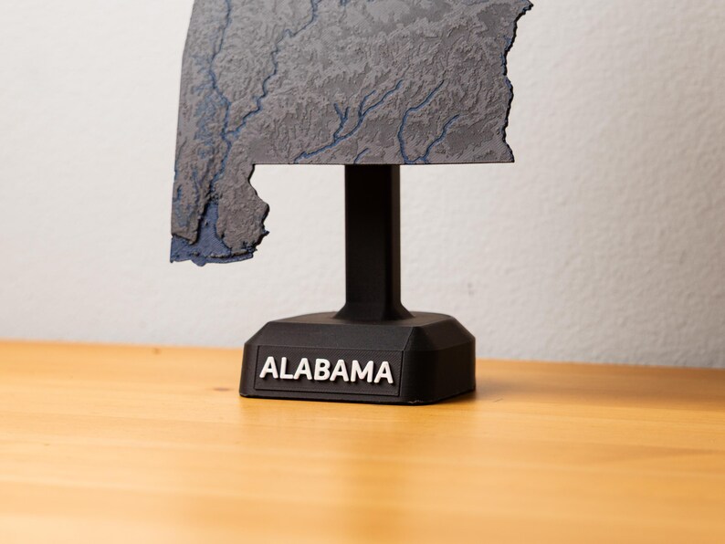 Alabama 3D Map - Topographic State Map With Rivers and Lakes - With ...