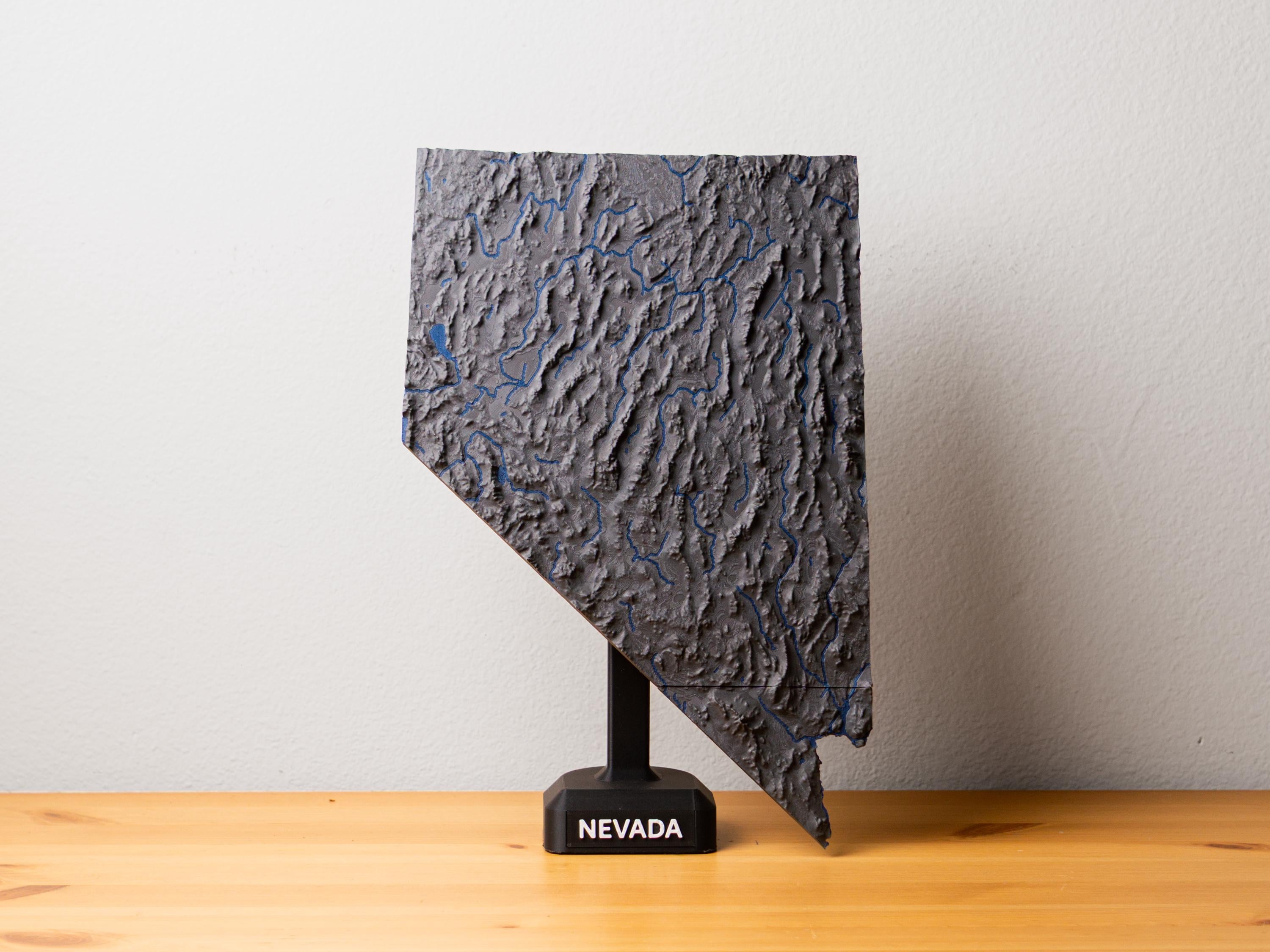 Nevada 3D Map - Topographic State Map With Rivers and Lakes - With ...