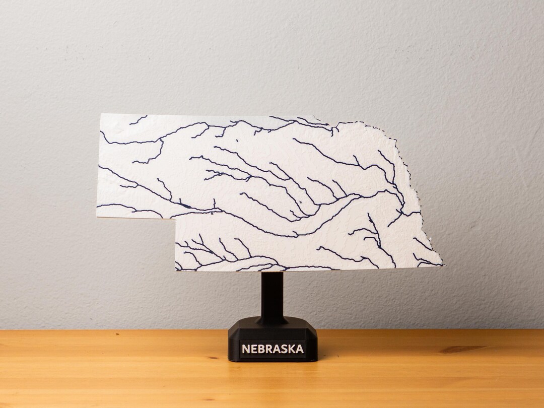 Nebraska 3D Map - Topographic State Map With Rivers and Lakes - With ...