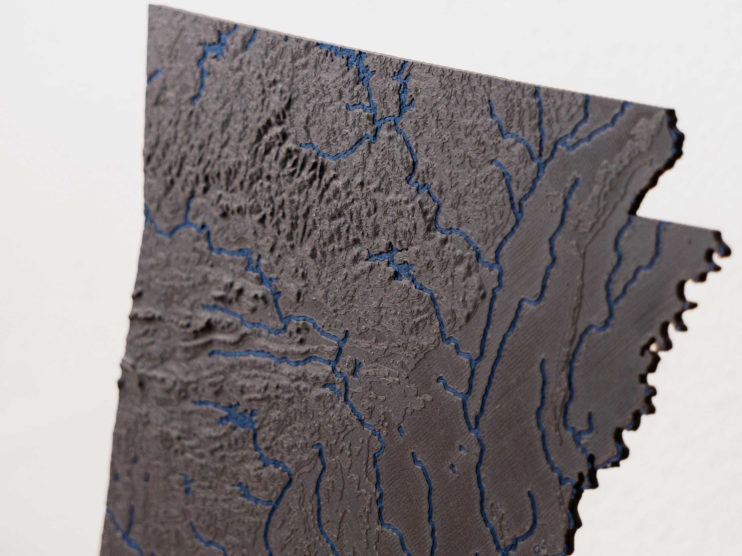 Arkansas 3D Map - Topographic State Map With Rivers and Lakes - With ...