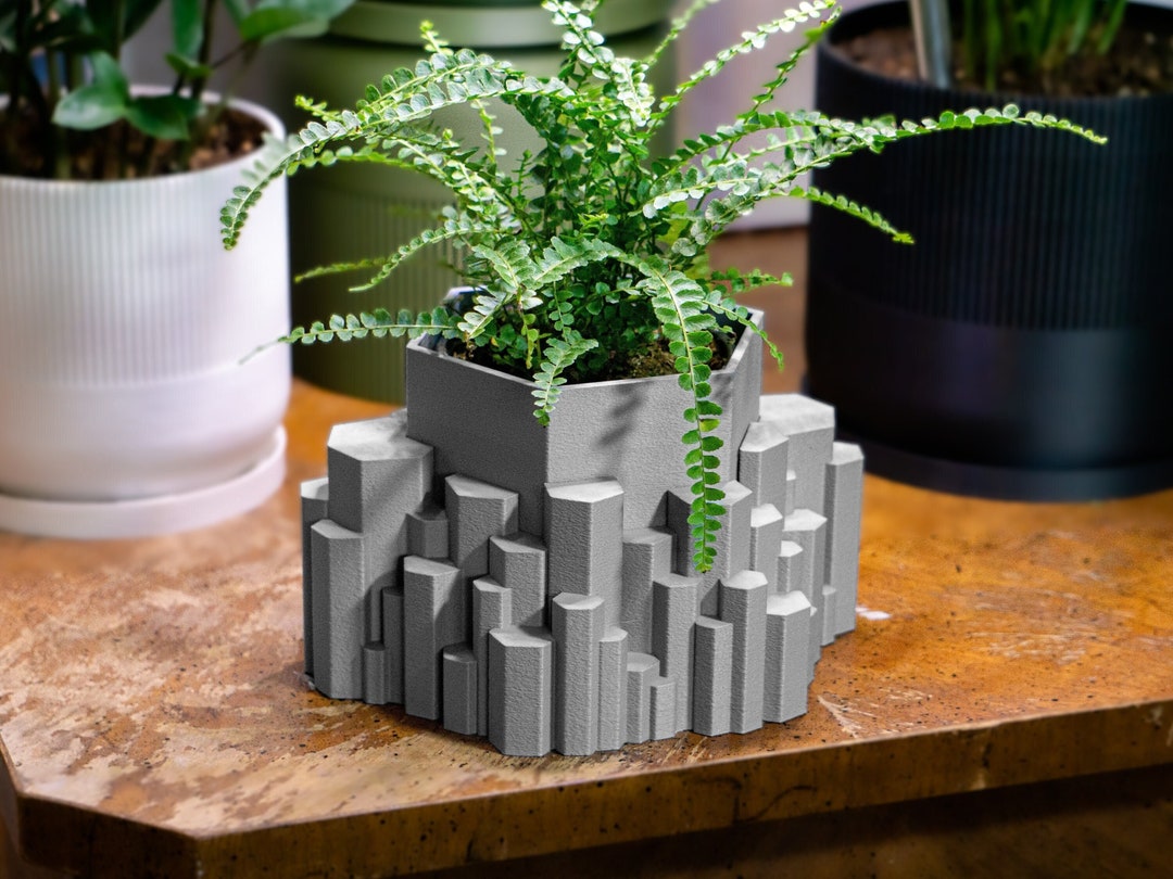 Stone Pillars Planter Pot, With Drainage Holes and Tray, Icelandic ...