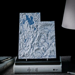 Utah 3D Map - Topographic State Map With Rivers and Lakes - With Stand ...