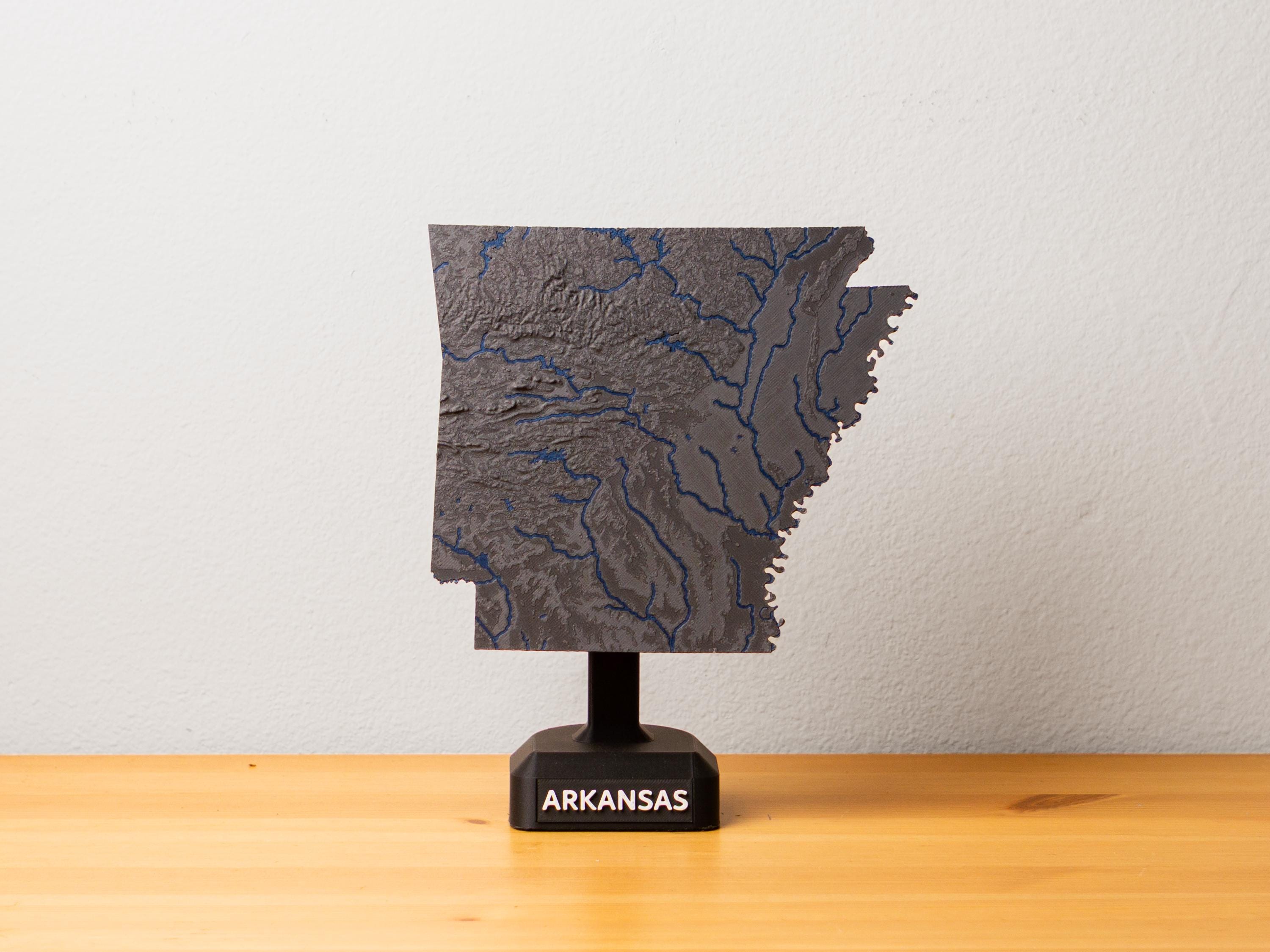 Arkansas 3D Map - Topographic State Map With Rivers and Lakes - With ...