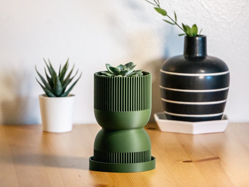 Hourglass Planter Mid-century Modern Style Pot With Drainage - Etsy