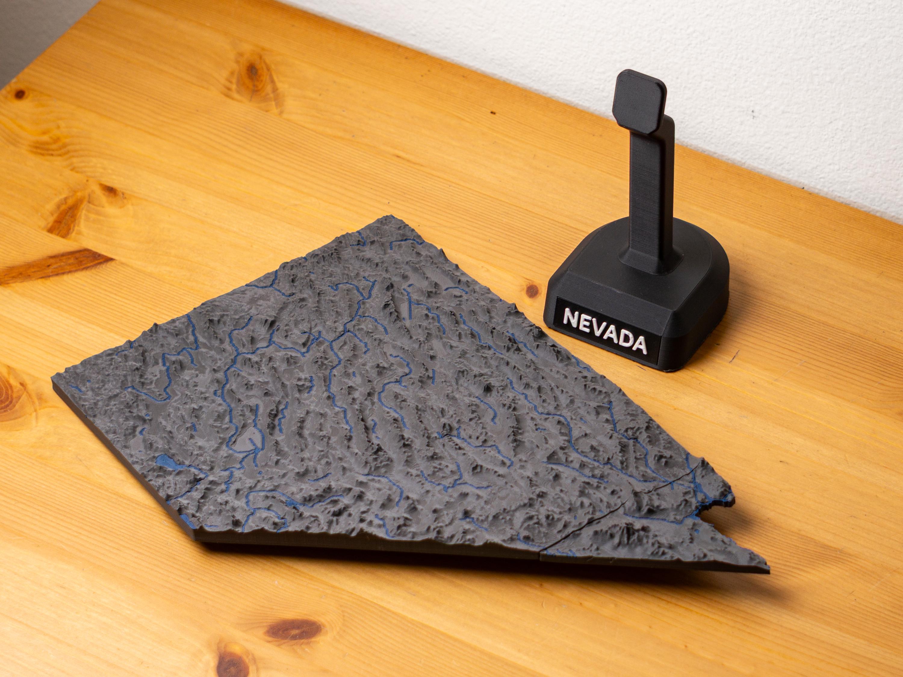 Nevada 3D Map - Topographic State Map With Rivers and Lakes - With ...