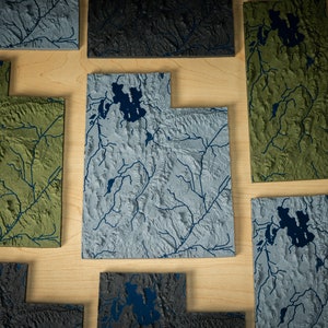 Utah 3D Map - Topographic State Map With Rivers and Lakes - With Stand ...