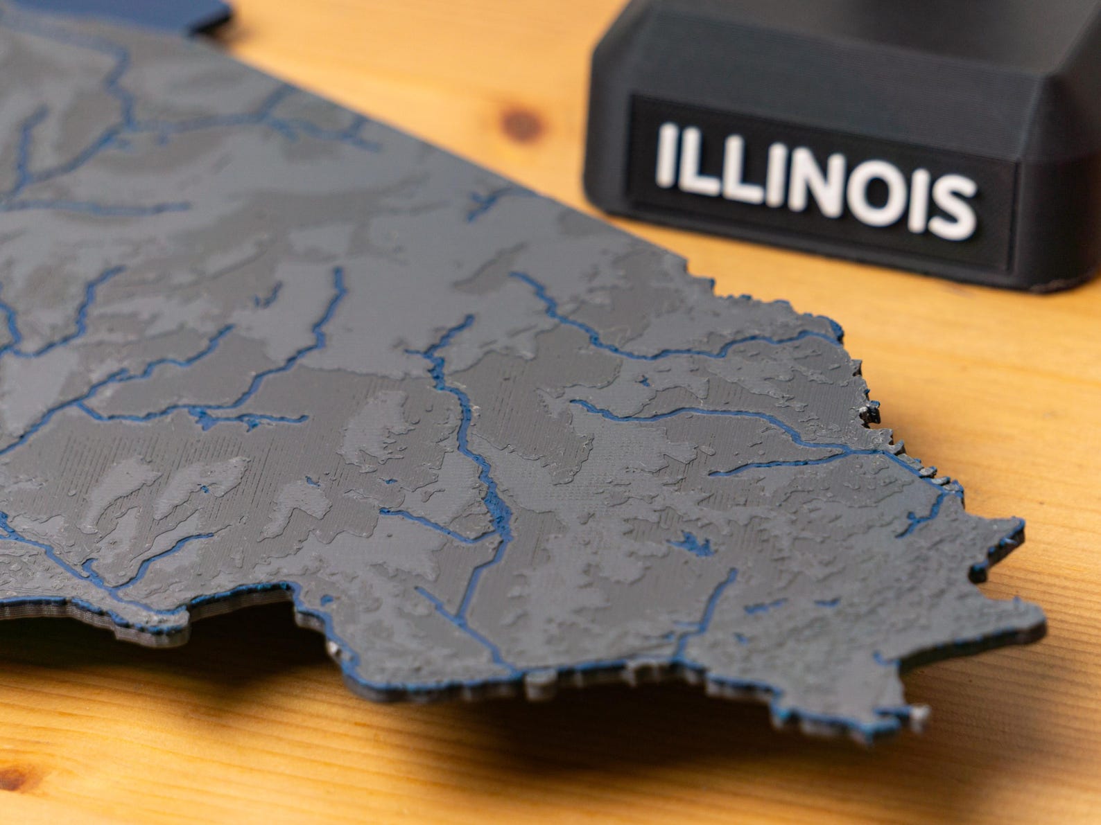Illinois 3D Map - Topographic State Map With Rivers and Lakes - With ...