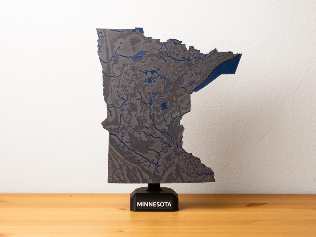 Minnesota 3D Map - Topographic State Map With Rivers and Lakes - With ...