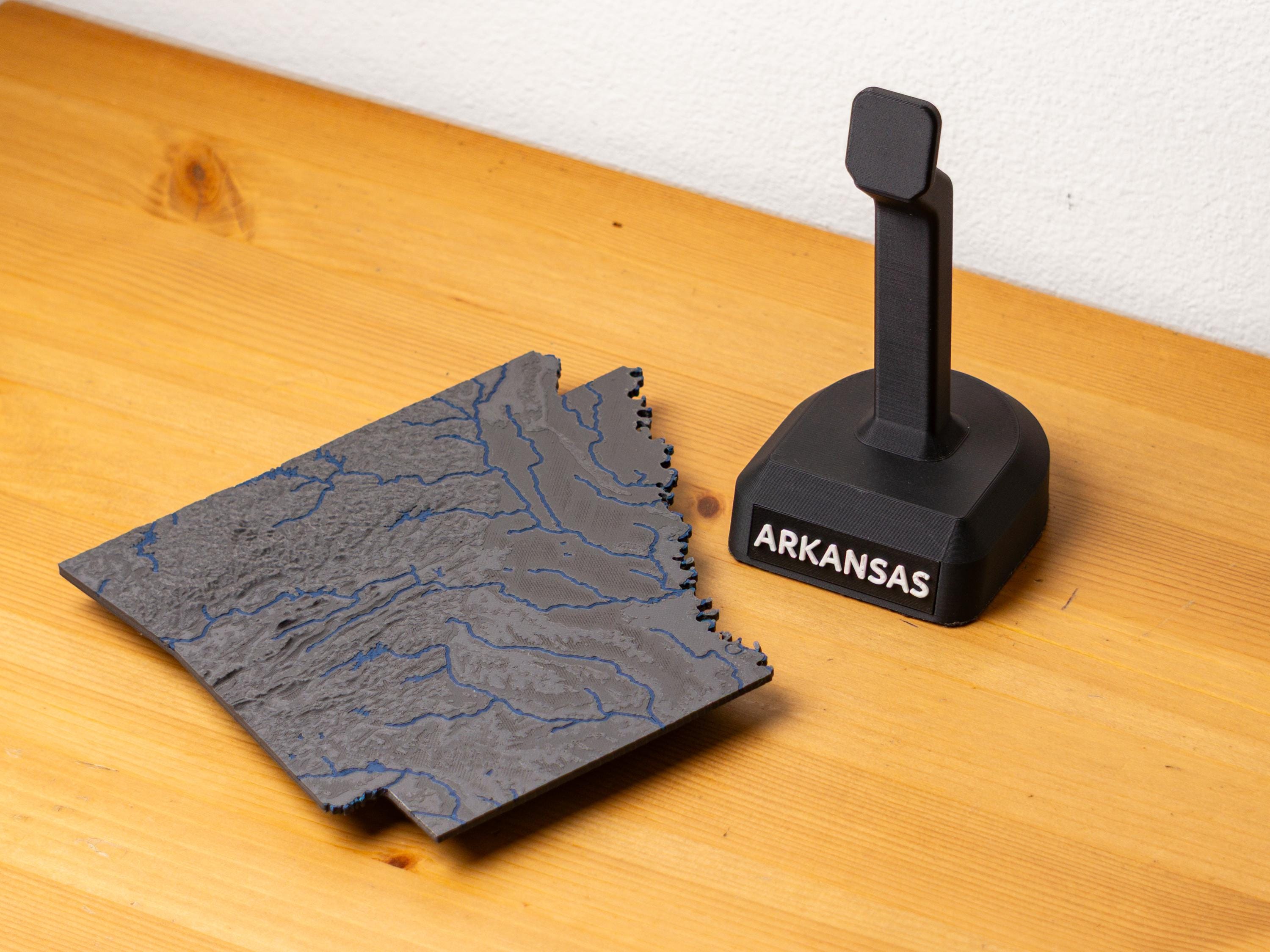 Arkansas 3D Map - Topographic State Map With Rivers and Lakes - With ...