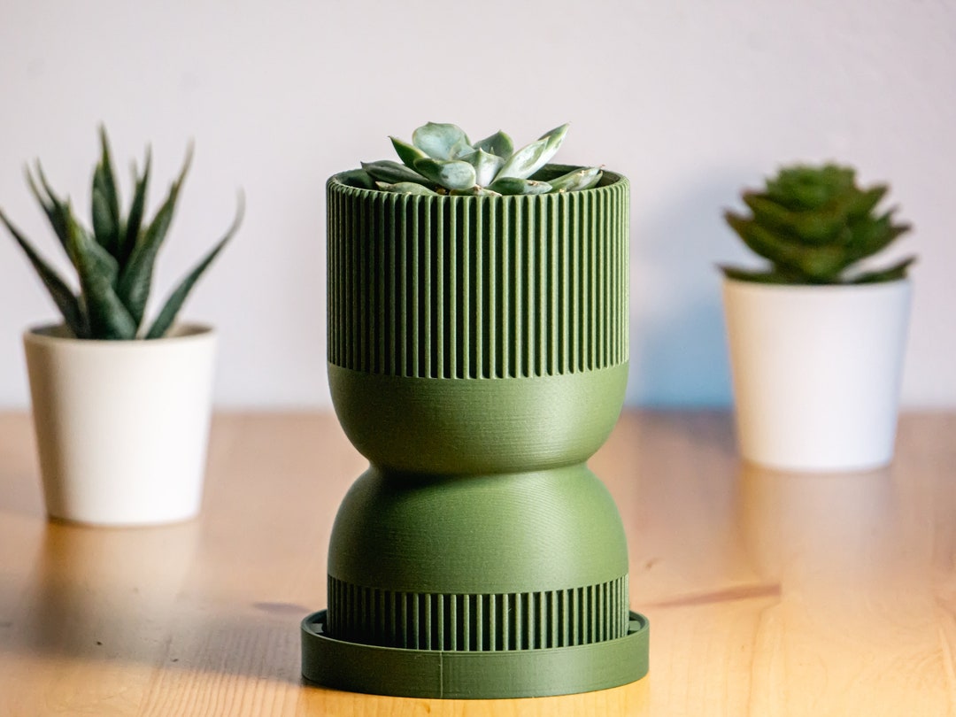 Hourglass Planter Mid-century Modern Style Pot With Drainage - Etsy
