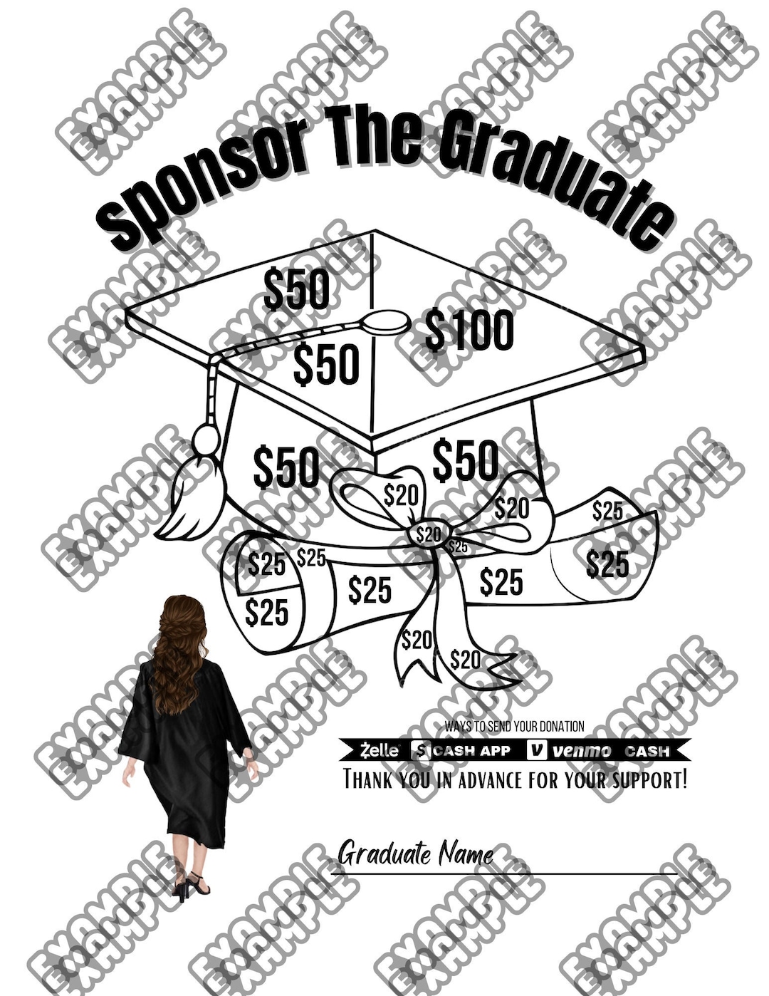 Sponsor the Graduate Digital Fundraiser Sheet - Etsy
