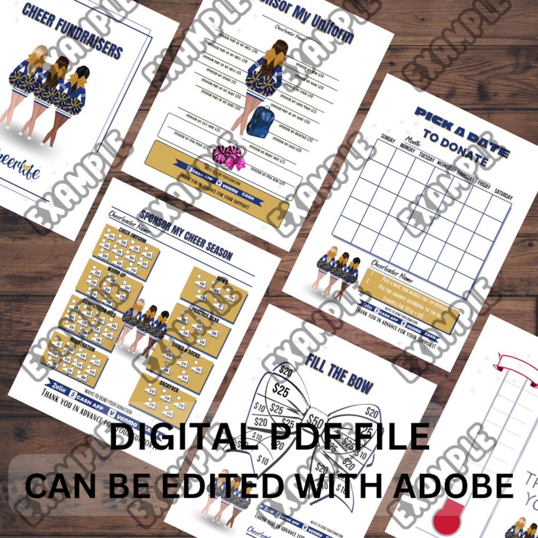 4 Cheer Digital Fundraiser Sheets - Etsy