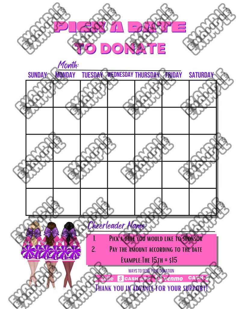 4 Cheer Digital Fundraiser Sheets - Etsy