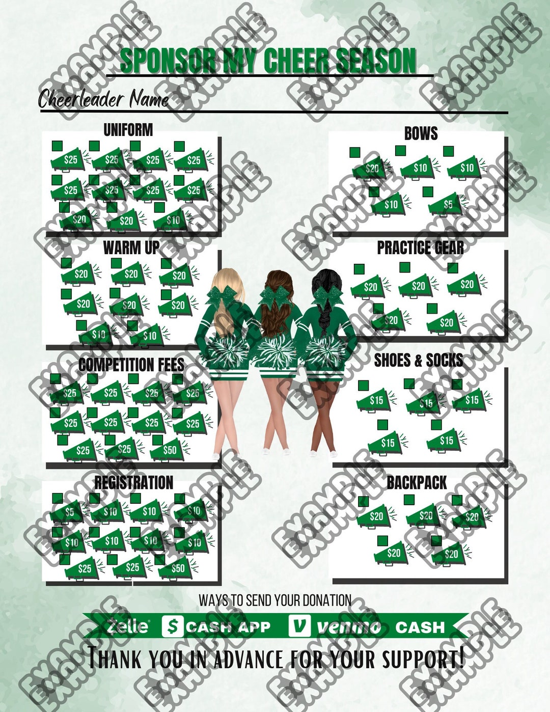 Sponsor My Cheer Season Digital Fundraiser Sheet - Etsy