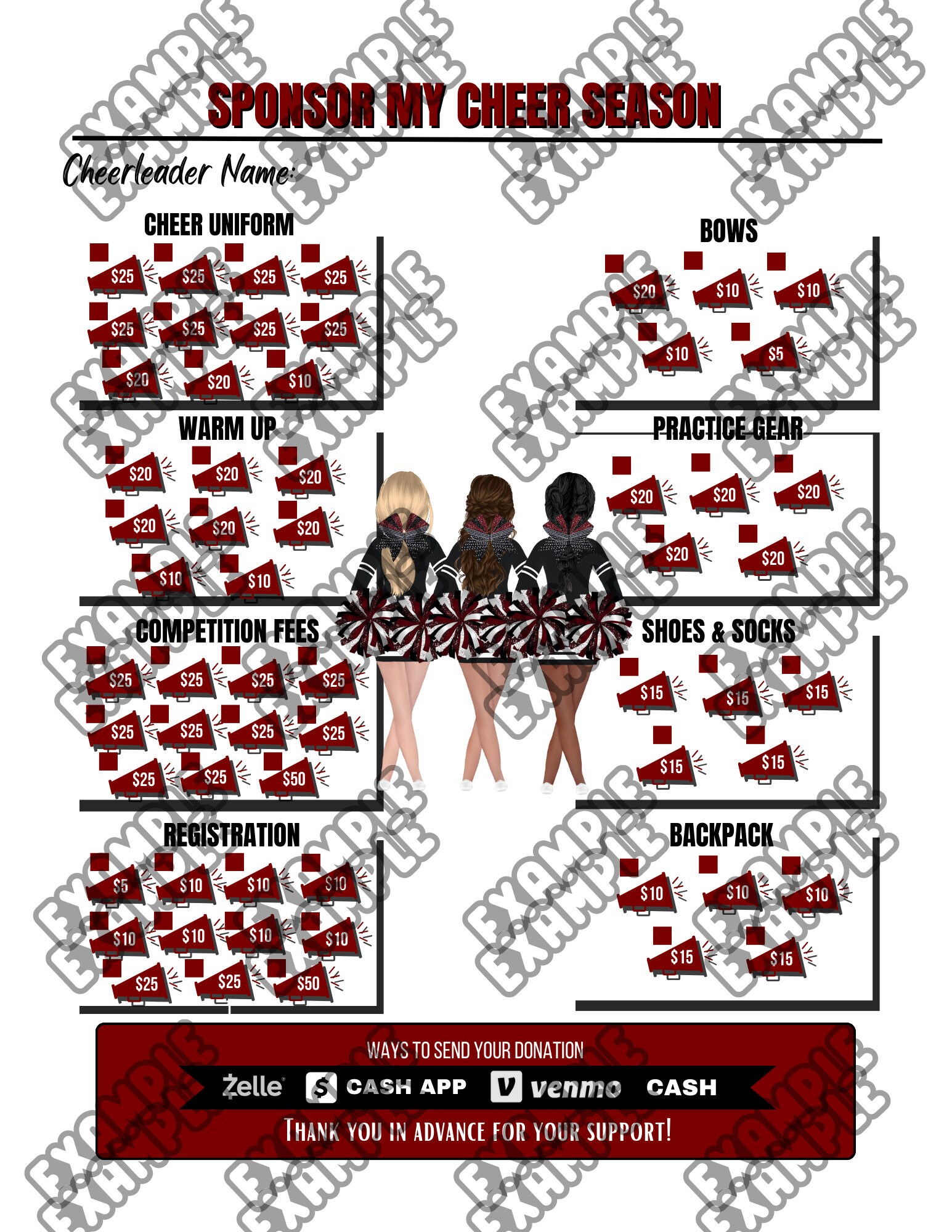 Sponsor My Cheer Season Digital Fundraiser Sheet - Etsy