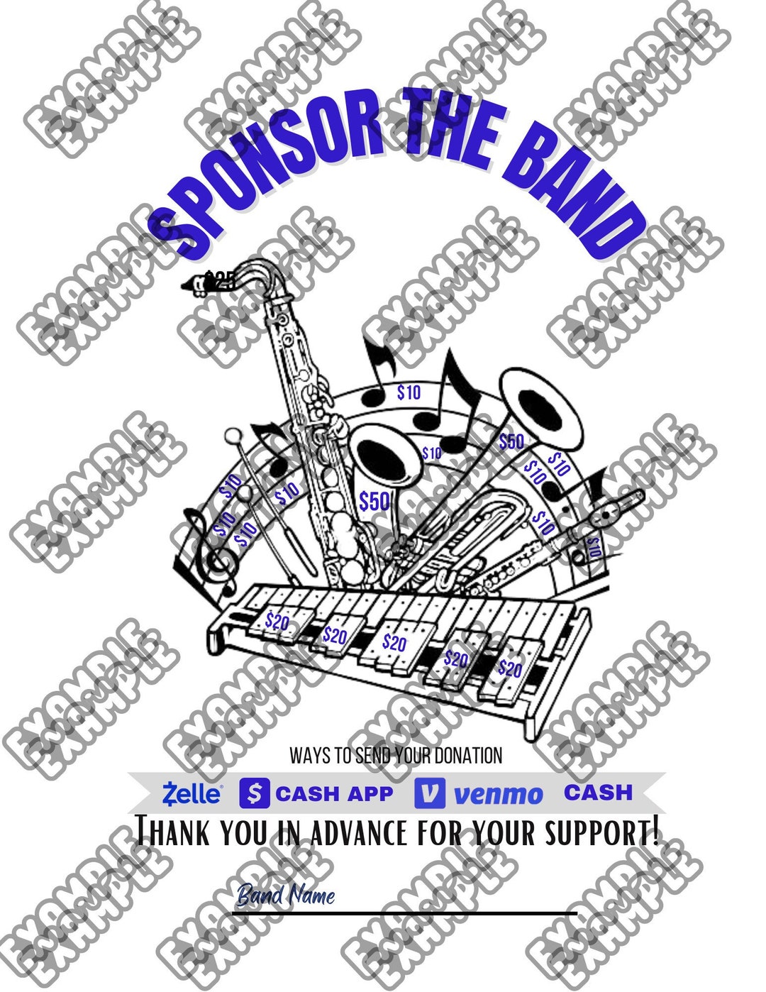 Sponsor the Band Fundraiser Sheet - Etsy