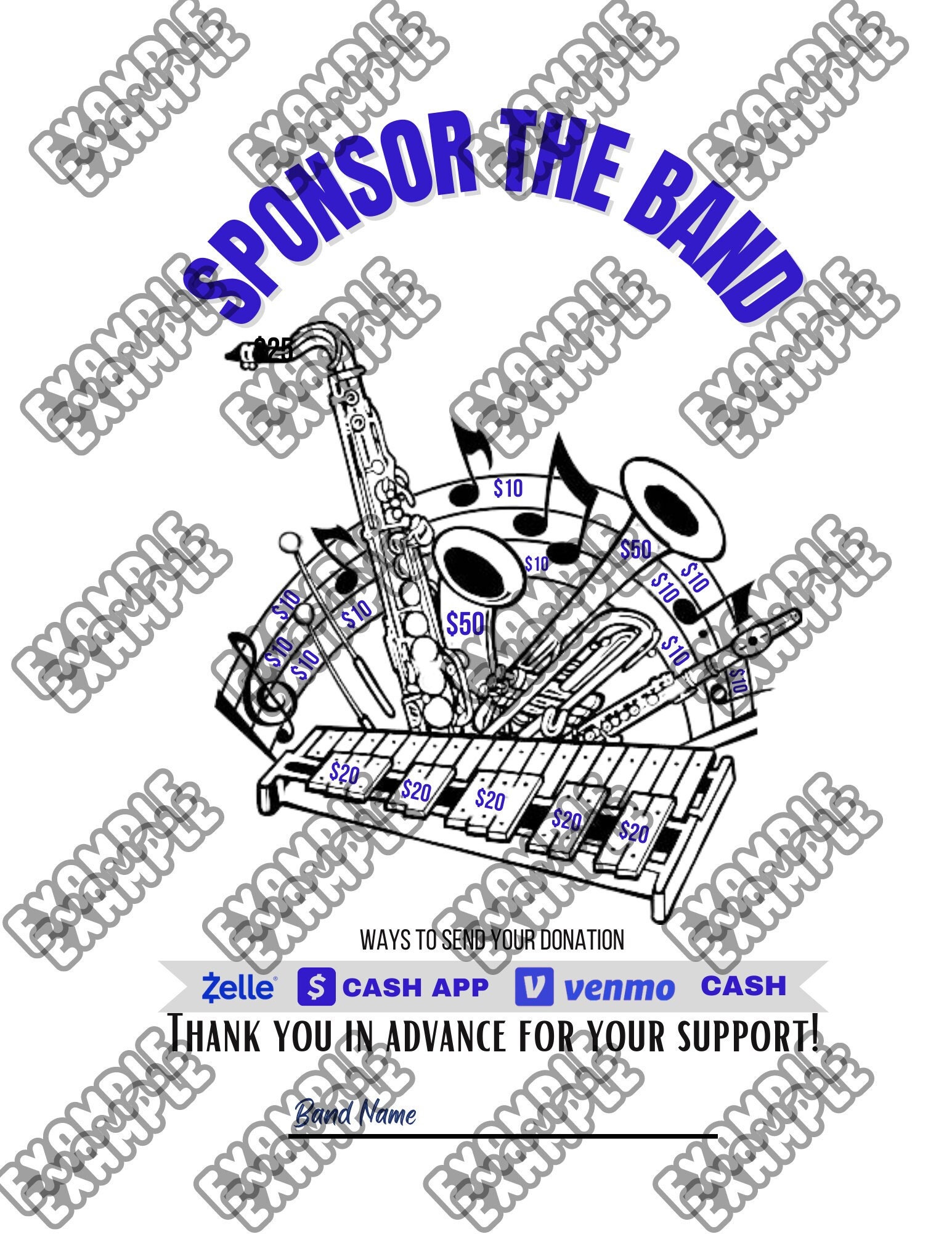 Sponsor the Band Fundraiser Sheet - Etsy