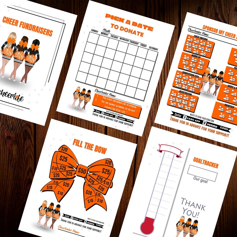 4 Digital Cheer Fundraiser Sheets - Etsy