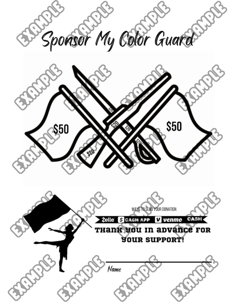 Fill My Color Guard Fundraiser Sheet - Etsy