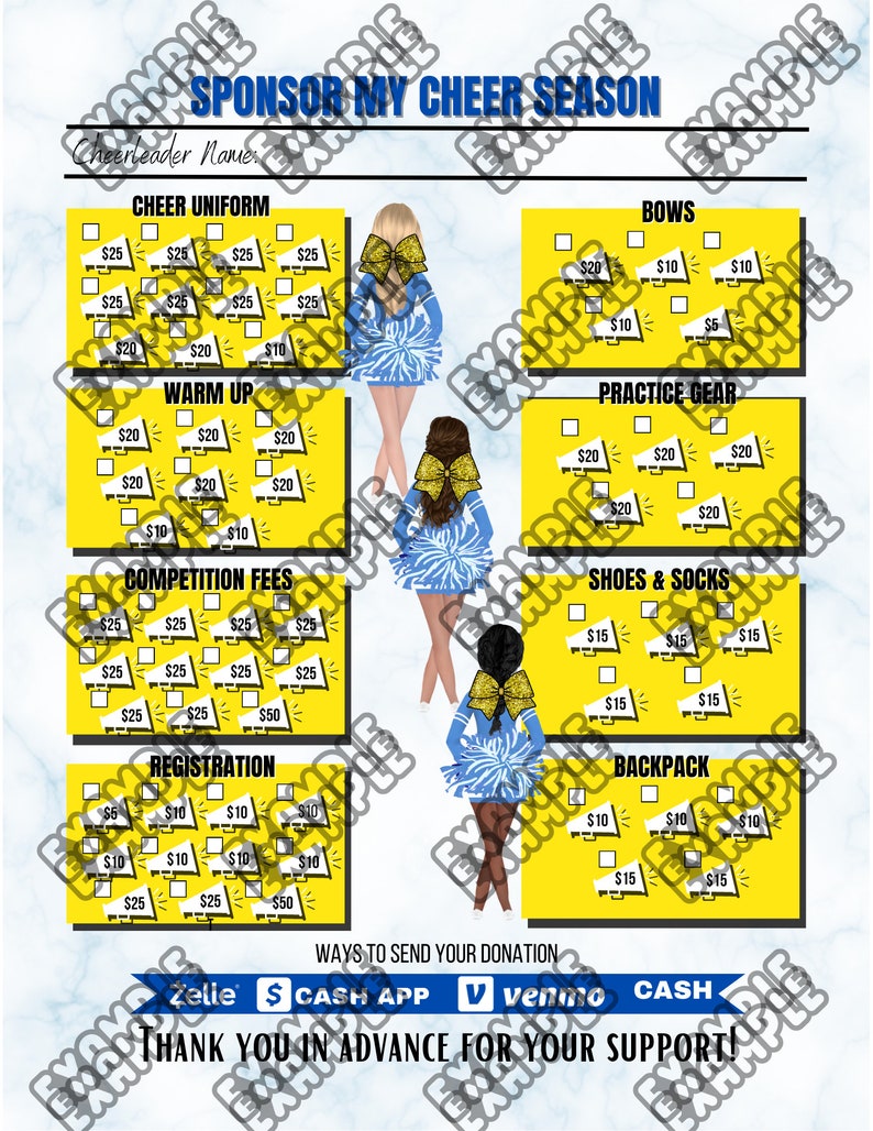 4 Cheer Fundraiser Sheets - Etsy