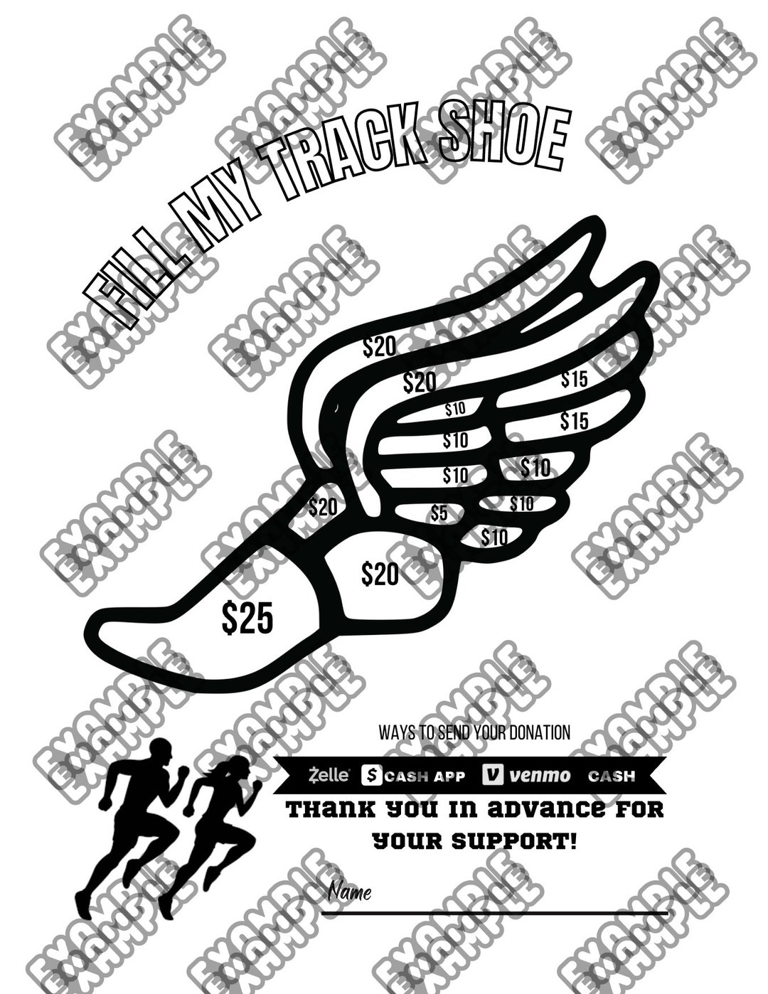 Fill My Track Shoes Digital Fundraiser Sheet - Etsy